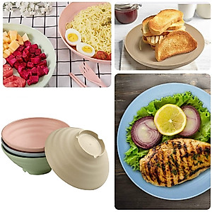 CAMBUY Wheat Straw Bowls Set 4 Pcs Unbreakable 32 Oz Cereal Bowls Dinner Bowl Sets Dishwasher & Microwave Safe