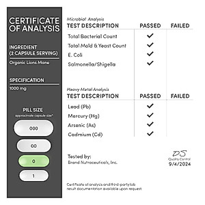 Lions Mane Supplement Mushroom Capsules (Two Month Supply - 120 Count) Lions Mane Mushroom for Brain Support and Immune Health (Third Party Tested, Grown and Encapsulated in The USA) by Double Wood