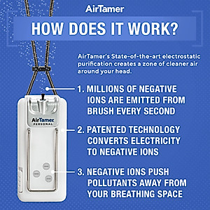 AirTamer A302 | Small Personal and Portable Air Purifier | Lithium Battery Operated | New Electrostatic Purification Technology, Proven Performance, Metal Travel Case
