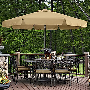 MASTERCANOPY Valance Patio Umbrella for Outdoor Table Market -8 Ribs (7.5ft, Khaki)