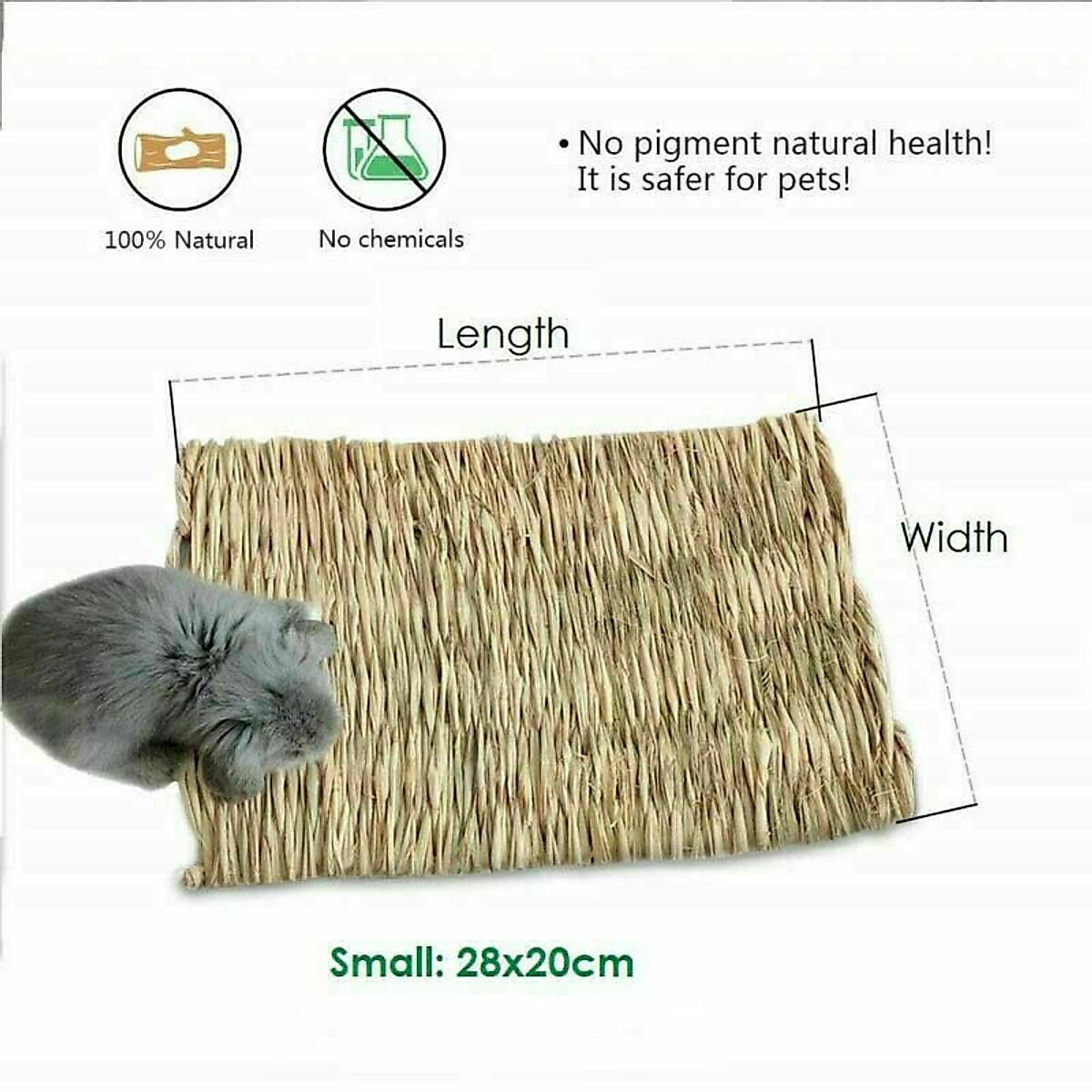 TEAFIRST Animal Hamster Grass Chew Mat Breakers Toy Pet Rabbit Rat Guinea Pig House Pad (Large)