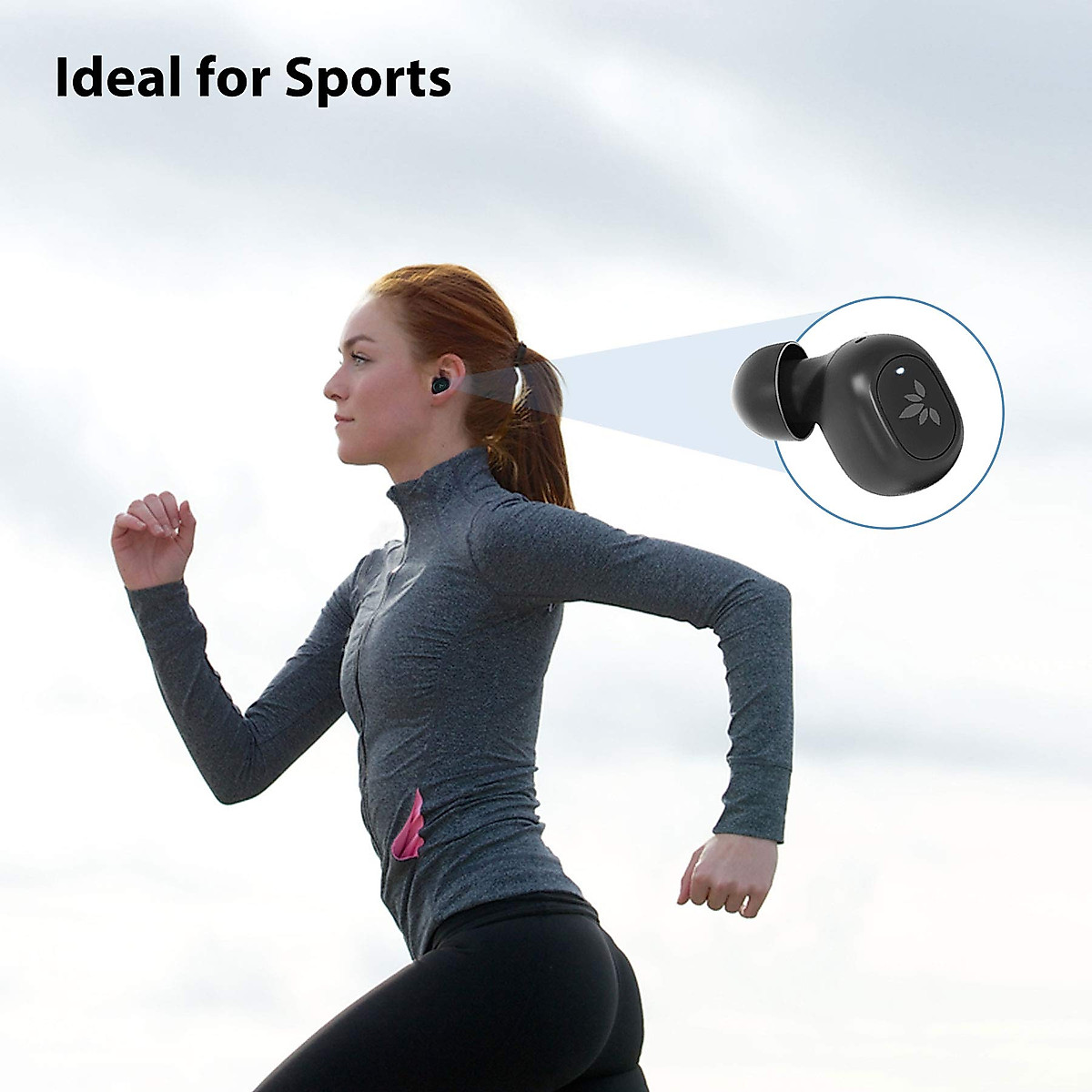 Avantree TW115 Tiny True Wireless Bluetooth 5.0 Earbuds Earphones for Small Ear Canals, with Noise Isolation & Mic, Secure Fit for Sport, 36H in Ear Headphones with Wireless Charging Case (Black)