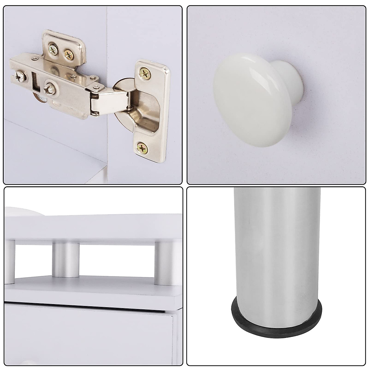 mefeir Manicure Table Nail Desk with Drawers Single Cabinet on Wheels & Arm Rest Cushion, Mobile Beauty Spa Salon Home Wooden Technician Workstation Nail Art Equipment