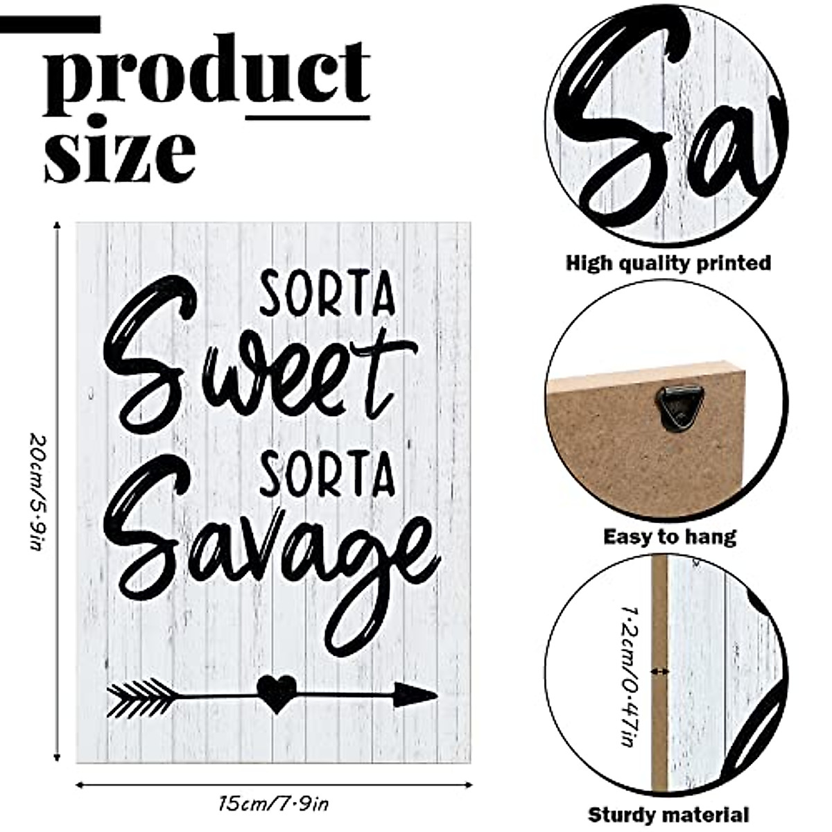 Teenager Room Girl Decor Sweet Sorta Sign Wooden Bedroom Aesthetic Decorations Cute Wall Table Decor Stuff Black White Decor for Teen Girls