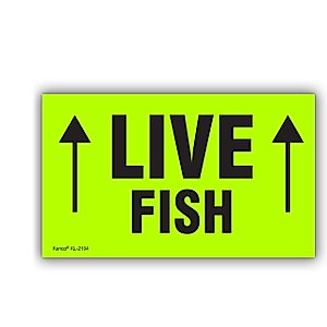 Kenco 3" X 5""Live Fish" Fluorescent Shipping Label Stickers for Shipping and Packing - 500 Adhesive Labels Per Roll