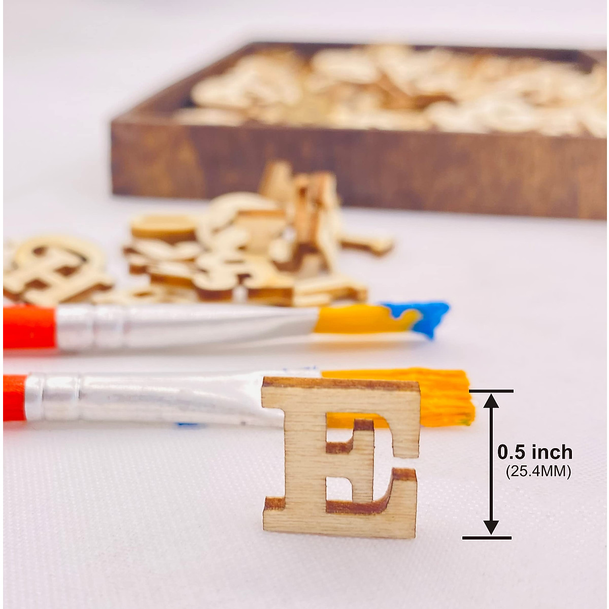 592 Pieces 1/2 Inch Mini Wooden Alphabet Letters and Unfinished Wood Numbers with Rustic Storage Tray for Scrapbooking DIY Crafts Homemade Gifts