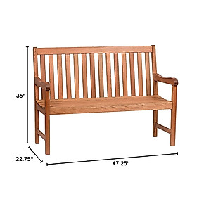 Amazonia Milano 4-Feet Patio Bench | Eucalyptus Wood | Ideal for Outdoors and Indoors, Light Brown