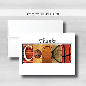 Personalized Basketball Coach Thank You Card, 5"x 7" FLAT CARD, Greeting Cards