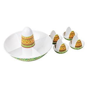 Mind Reader Taco Holders and Divided Serving Carousel Set, Taco Tuesday, Melamine, 12.5"Lx 12.5"W x 8.25"H, 5 pcs, White