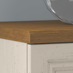 Bush Furniture Fairview Small Storage Cabinet with Doors, Antique White/Tea Maple (WC53296-03)