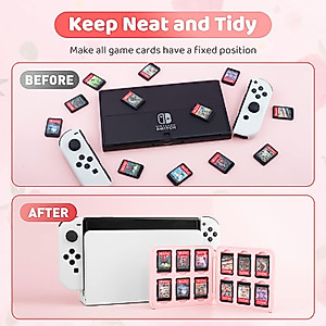 RHOTALL Cute Strawberry Game Card Case for Nintendo Switch and Switch OLED, Storage Card Box with 12 Game Cards Cartridge and 12 SD Cards Slots, Portable Switch Games Holder with Magnetic Design