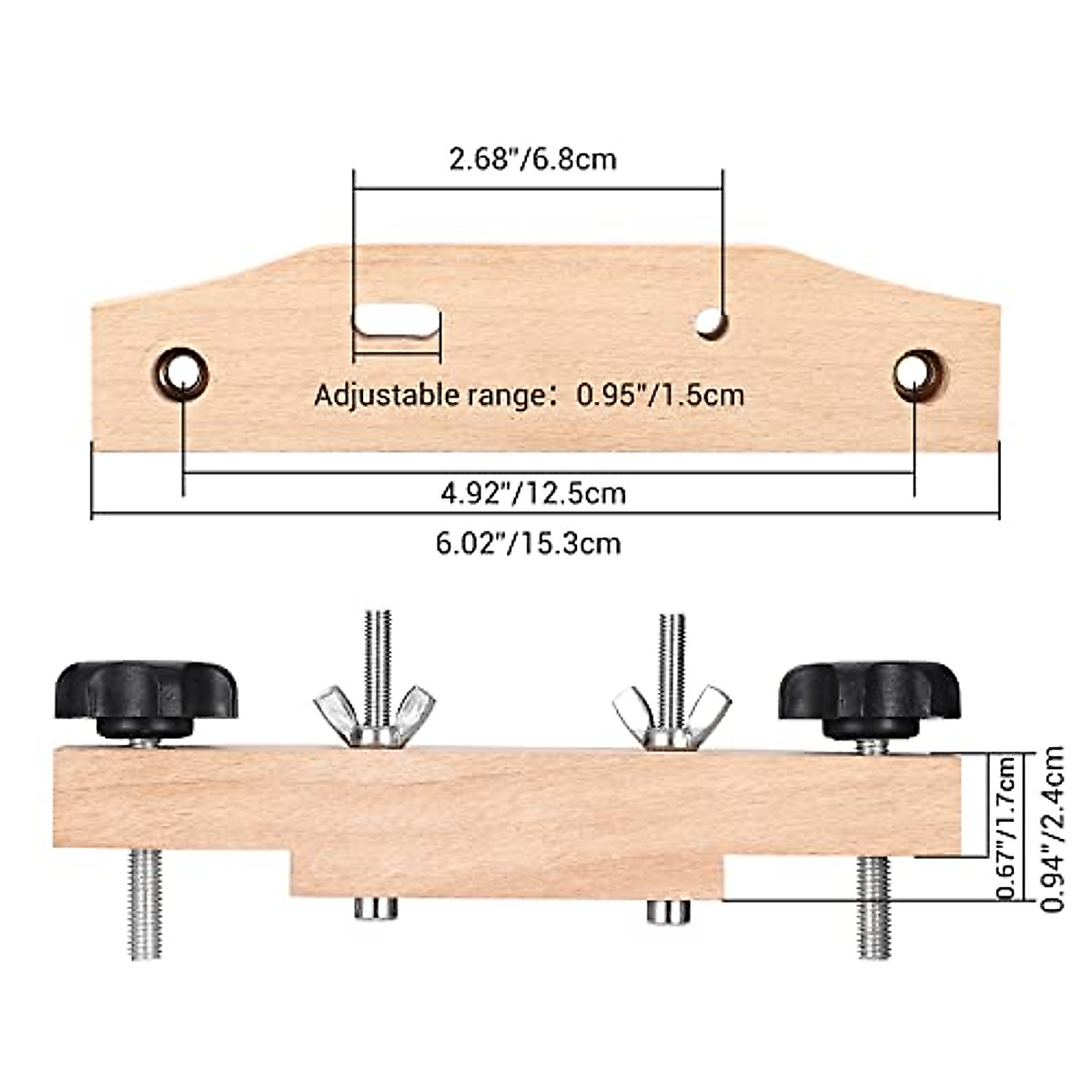 Facmogu Solid Maple Guitar Bridge Clamp, Entry Level Bridge Clamp Acoustic Luthier Tools with Cork Gasket & L-Wrench, Wooden Guitar Bridge Clamp for Classical/Acoustic Guitar Accessory Luthier Tools