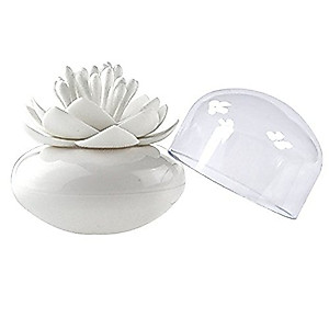 HomDSim 3 PACK Lotus Cotton Swab Holder,Cotton Bud Small Q-tips Toothpicks Brushes Holder Box Case Storage Organizer Jar with Clear Lid Dustproof Cover Green Pink White