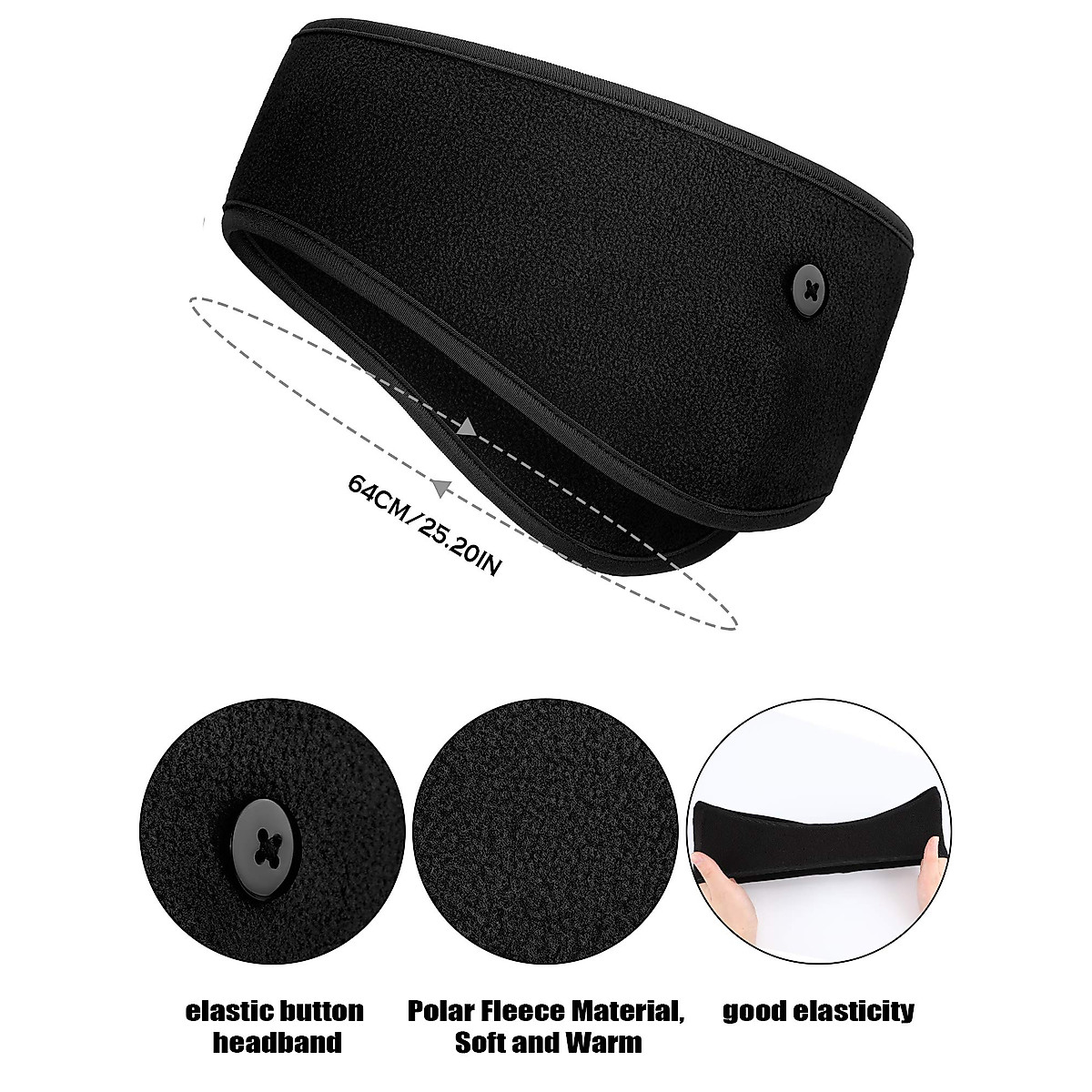 Syhood 6 Pieces Winter Fleece Ear Warmer Headband Ear Muffs Head Wraps with Winter Fleece Neck Warmers Gaiter for Outdoor Sport Activities