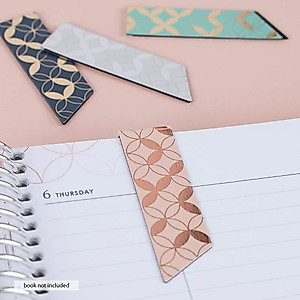Erin Condren Designer Desk Accessories - Metallic Mid Century Circles Magnetic Bookmark Set of 4. Compatible with Erin Condren Spiral Notebooks, Planners, Agendas and Much More