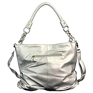 Zzfab Sparkle Rhinestone Suede Hobo Handbag (Silver)