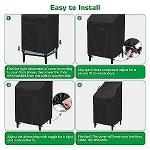 Vickay Stackable Patio Chair Cover Waterproof Outdoor Chair Cover Heavy Duty Lawn Patio Furniture Covers 25.6" L x 25.6" W x 47" H