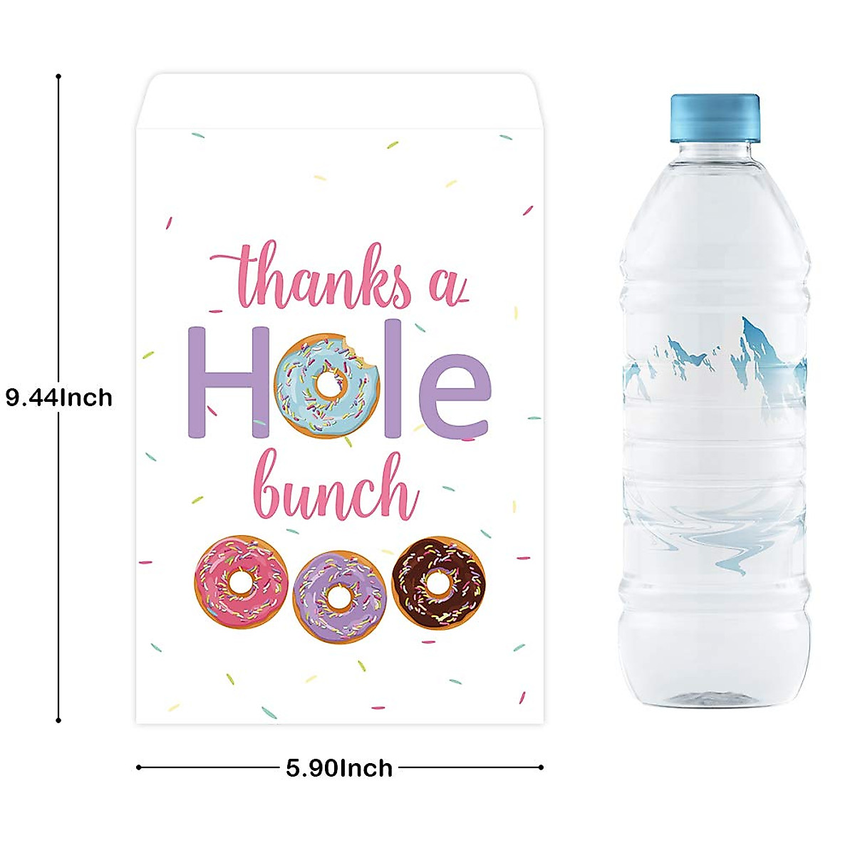 50 PCS Donut Candy Bags Thanks A Hole Bunch Stickers Donut Grow Up Party Decoration, Donut Birthday Goodie Bags Donut Theme Party Supplies Baby Shower Doughnut Time Supplies for Kids Girls