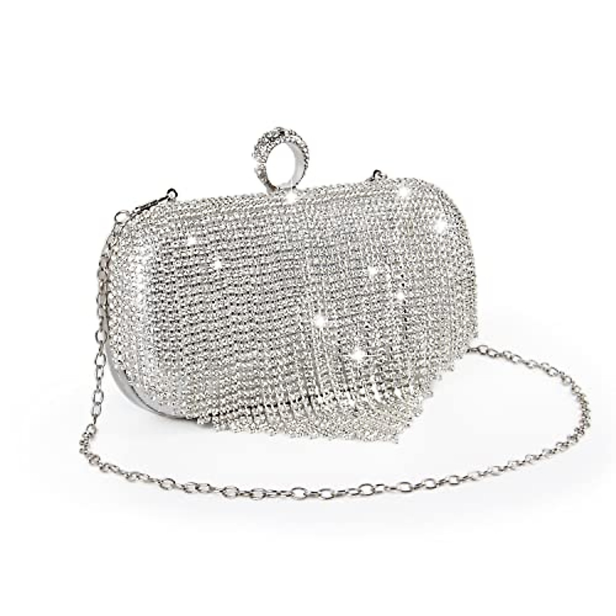 SUKUTU Women Tassel Evening Clutch Bag Luxury Rhinestones Party Prom Purse Handbag With Detachable Chain