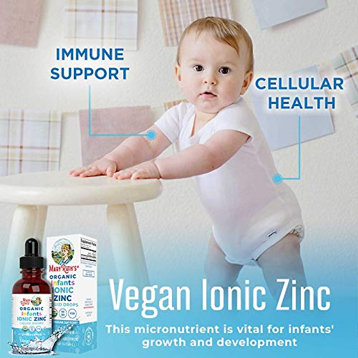 USDA Organic Vitamin D3 & Liquid Ionic Zinc for Infants & Toddlers Bundle by MaryRuth's | Immune Support | Vitamin D3 Supplement | Vegan | Gluten Free | Non-GMO