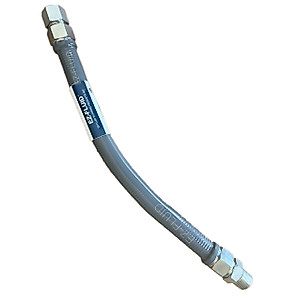 EZ-Fluid (1) 18" (1"OD) 3/4"MIP x 3/4"FIP High Flow Full Port Appliance Gas Connector, Grey/Gray PVC Coated Gas Flex Line,Stainless Steel, High Btu, Flexible Gas Connector Hose Supply, Indoor,Outdoor