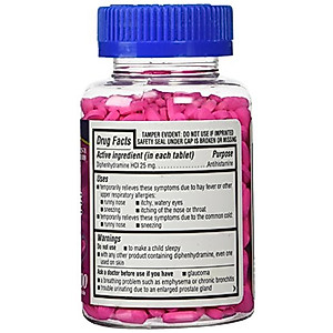 Kirkland Signature Allergy Medicine Diphenhydramine HCI 25 Mg, 600 Minitabs
