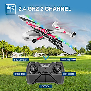 4DRC RC Plane, 2.4Ghz Remote Control Airplane,Flying with 2 Batteries & Propeller 6-axis Gyro Stabilizer,Blue&Green Light,Easy to Fly for Beginners Adults Kids Boys