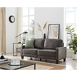 MODERION Loveseat Sofa, 70” L Sofa with Solid Wood Frame, Couches with Technology Fabric, Easy Assembly 2-seat Sofa for Living Room,Office,Small Space Dark Grey TSF21202GY