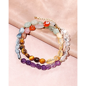 Jewever 7 Chakra Necklaces for Women Crystals and Gemstones Irregular Quartz Stones Balance Yoga Meditation Healing Crystal Necklace