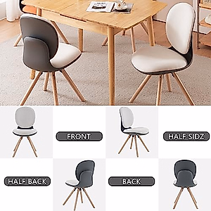 LOVSPATIO Modern Dining Chairs Set of 2, Velvet Shell Upholstered Vanity Chairs with Round seat & Wood Legs for Dining Room, Kitchen, Living Room (White)
