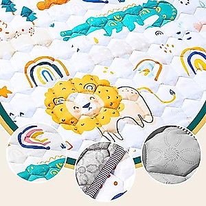 Entserk Portable Baby Play Mat 43" X 43,One-Piece Washable Crawling Mat,Non-Slip Foldable Playpen Mat for Kids,Baby Playmat Floor Mat for Infants, Babies, Toddlers, Forest Party