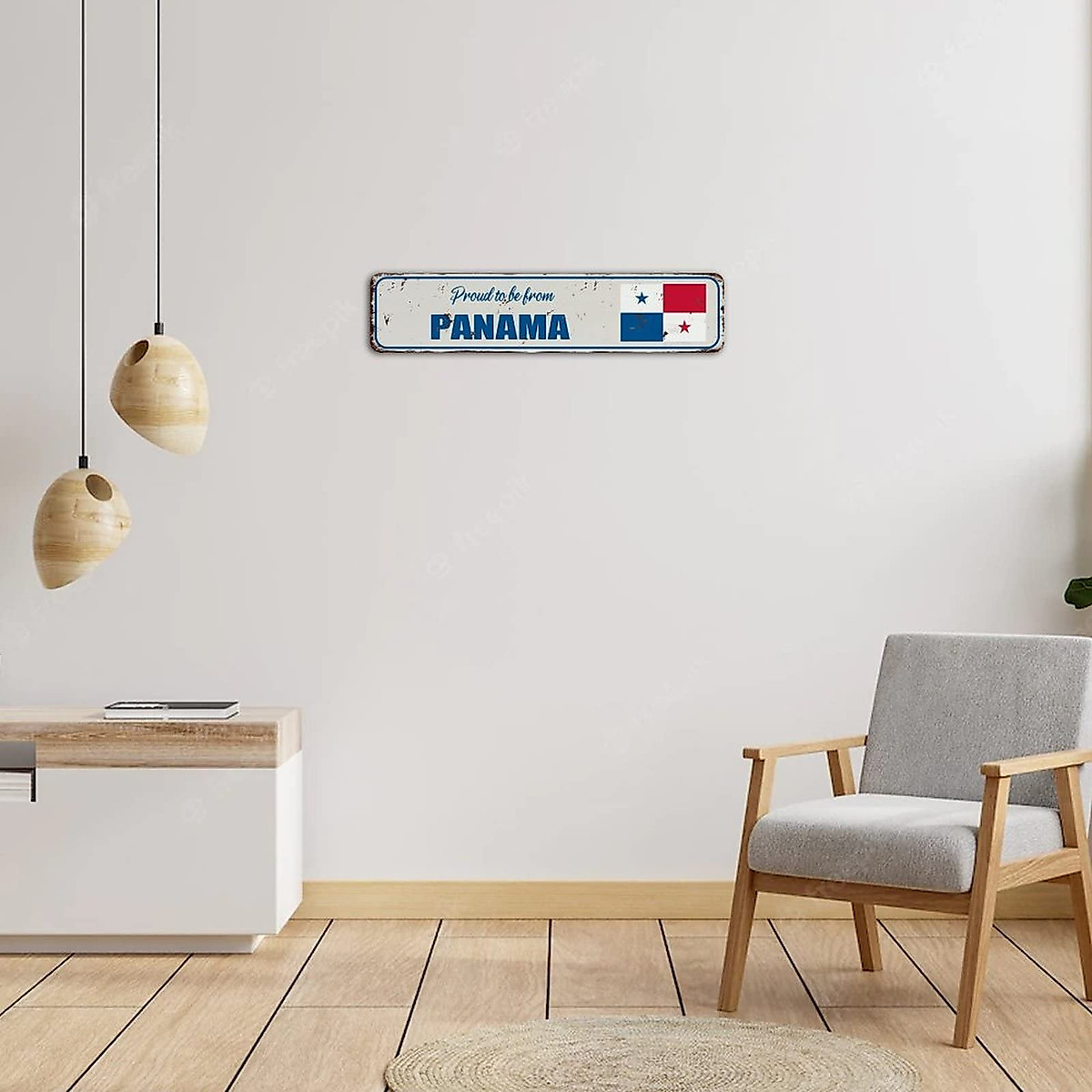 Autravelco Proud to Be from Panama 4x18 Inch Metal Sign Decorative Shop Room Gate Wall Décor Tin Signs State Flag Map Sailor Sailing Metal Plaque for Backyard