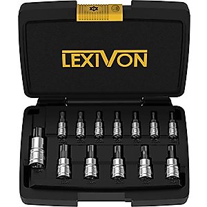 LEXIVON Tamper Proof Torx Bit Socket Set, Premium S2 Alloy Steel | 13-Piece Security Star T8 - T60 Set | Enhanced Storage Case (LX-146)