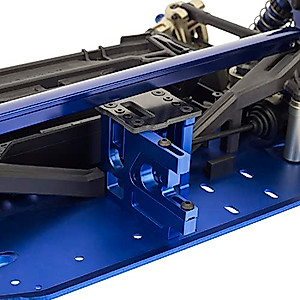 DKKY Aluminum 7075-T6 Motor Mount Set Motor Base Carbon Fiber Differential Cover for 1/8 Sledge 4WD Monster Truck 95076-4 49mm Motor RC Model Car Parts (Blue)