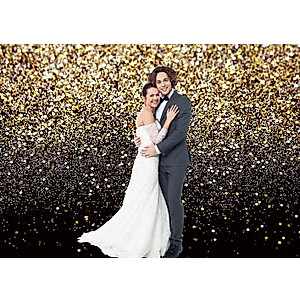 YYTDY 7X5FT Backdrop Bokeh Black Gold Backdrop Birthday Party Backdrop Ceremony Backdrop Studio Backdrop Photo Backgdrop Photo Studio Backdrop Group Photo Vinyl Backdrop D-29