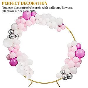 Fogein 6.6ft Round Backdrop Stand, Stable Circle Balloon Arch Frame, Metal Circle Arch Stand for Wedding Birthday Party Baby Shower Decoration(Gold)