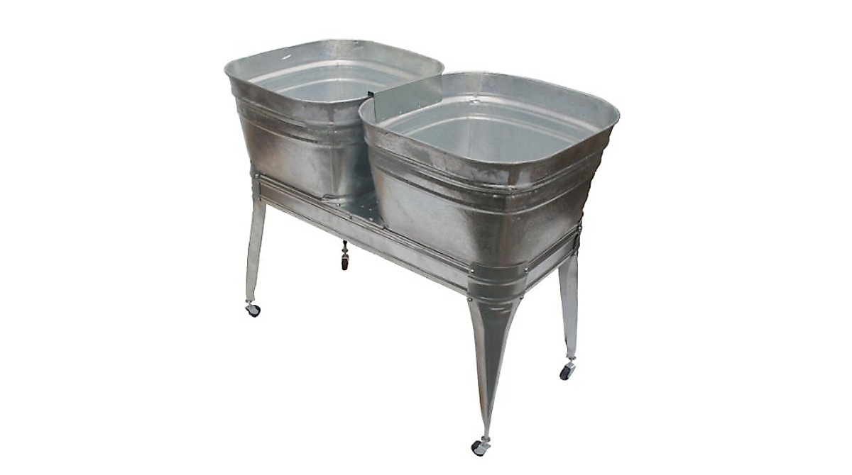 Galvanized Double Wash Tubs with Stand & Drain | Wisemen Trading