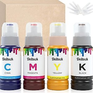 DelTeck Autofill Syringe-Free 4x100ML Sublimation Ink for EcoTank Printers F170 ET-2800 ET-2803 ET-2850 ET-2720 ET-2760 ET-3710 ET-3760 ET-4700 ET-4760 ET-4800 ET-15000 ET-7710 (Anti-UV/ICC-Free)