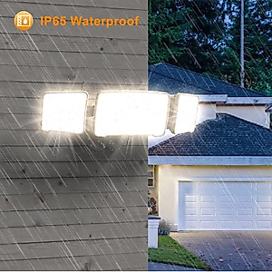 LEPOWER 3500LM Dusk to Dawn Flood Light Outdoor,35W LED Flood Light, Outdoor Security Lights with Photocell, 3200K, IP65 Waterproof, 3 Head, Exterior Flood Lights for Garden, Garage, House, Backyard