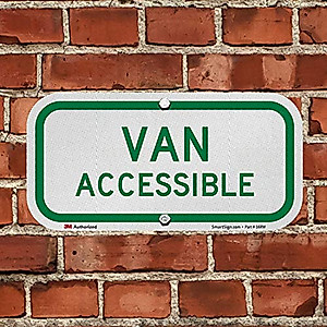 SmartSign 6 x 12 inch Van Accessible Metal Sign, 63 mil Aluminum, 3M Engineer Grade Reflective Material, Green on White