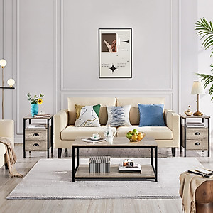 Yaheetech Coffee Table Tea Table with Metal Frame, Coffee Table with Open Storage Shelf, Vintage Accent Furniture Table for Living Room