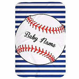 Personalized Baseball Newborn Gift for Baby Custom Blanket with Baby Name, Super Soft Fleece, 31x47 Inch
