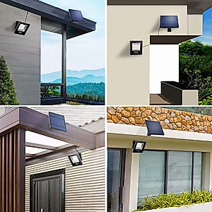 Solar Flood Lights Outdoor with 16FT Cord Separate Solar Panel Dusk to Dawn LED Spotlight Waterproof for Wall Ceiling Porch, Indoor, Garden, Landscape Lighting(White)