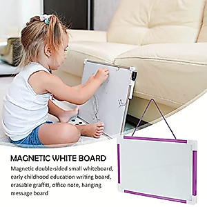 Operitacx Small Dry Erase Whiteboard, Magnetic White Board with Marker, Magnetic Hanging Whiteboard, Portable Mini Double Sided White Board for Drawing, Memo Board (Purple)