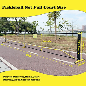 NQV Pickleball Set with Net, Pickleball Net Portable Outdoor Indoor Regulation Size Full Court Size 22ft+4 Wood Pickleball Paddles+4 Pickleballs+4 Pickle ball Retrievers+2 Chalks