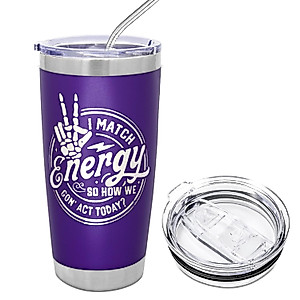 Generic Funny gifts for women-match energy tumbler-Birthday Gifts for Women Funny, Witty & Sarcastic Travel Coffee Mug W/Slider Lid-Cheer up somebody’s day gift-Engraved 20oz Tumbler, small