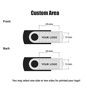 Custom USB Flash Drive 16GB 25 Pack Wholesale Bulk Personalized USB Thumb Drives Customized Logo USB Drive Memory Stick (16GB, 25PCS Black)