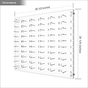 Optical Display for 60 Eyewear Frames - Wall Mount Acrylic Eyewear or Sunglass Display Package in Polar White for 60 Frames – 31.25” (H) X 36.5” (W)