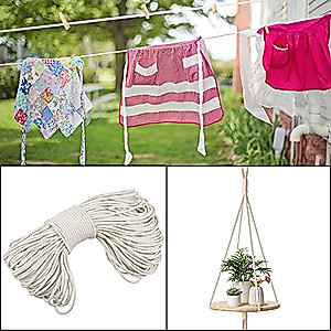 JOIKIT 1/4 Inch 328 Feet White Natural Cotton Rope, Clothesline Rope, All Purpose Braided Cord for DIY Craft Projects, Rope Basket, Potted Plants and Hanging Laundry