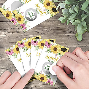 Haizct 50 Pack Sunflower Bridal Shower Scratch Off Game Cards for Country Wedding, Bridal Shower, Bridal Lottery Tickets, Wedding Shower Ideas, Baby Shower